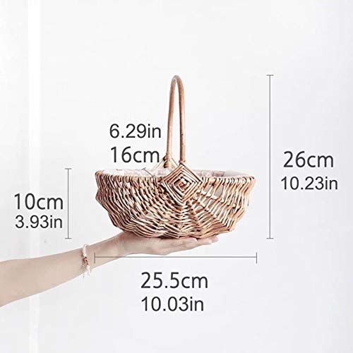 WYI Rattan Flower Basket, Handmade Wicker Planter Basket with Plastic Liner & Handle, Woven Storage Basket for Home Wedding Garden Decoration, Brown,S(445MWRMURZRG2O2814UOR)