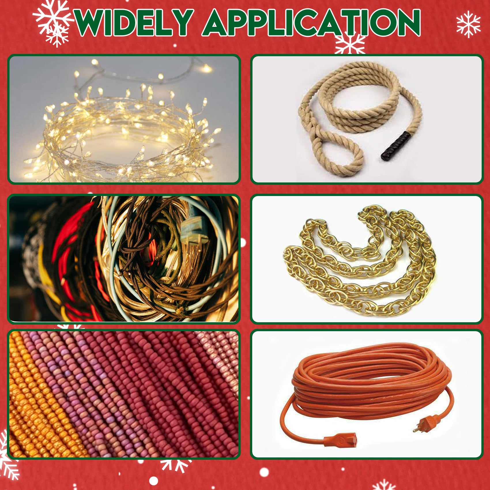 EDSRDUS Set of 6 Rope Winder, Strong & Hangable Light & Cord Wind Up Christmas Light Storage for Organizing Christmas Lights & Electric Cords, Each Holds Up to 98 ft (Green, 7inch x 8inch)