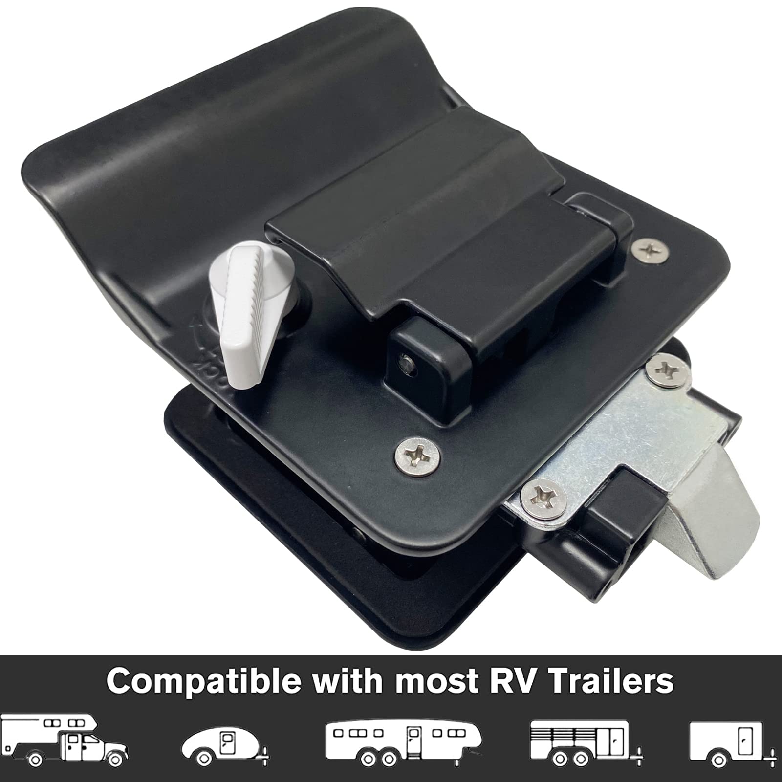 Ganlandy RV Door Latch, Black, Waterproof, Key Lock, Fits 2.5" x 3.5" to 3" x 4" Door Holes, 100% Metal