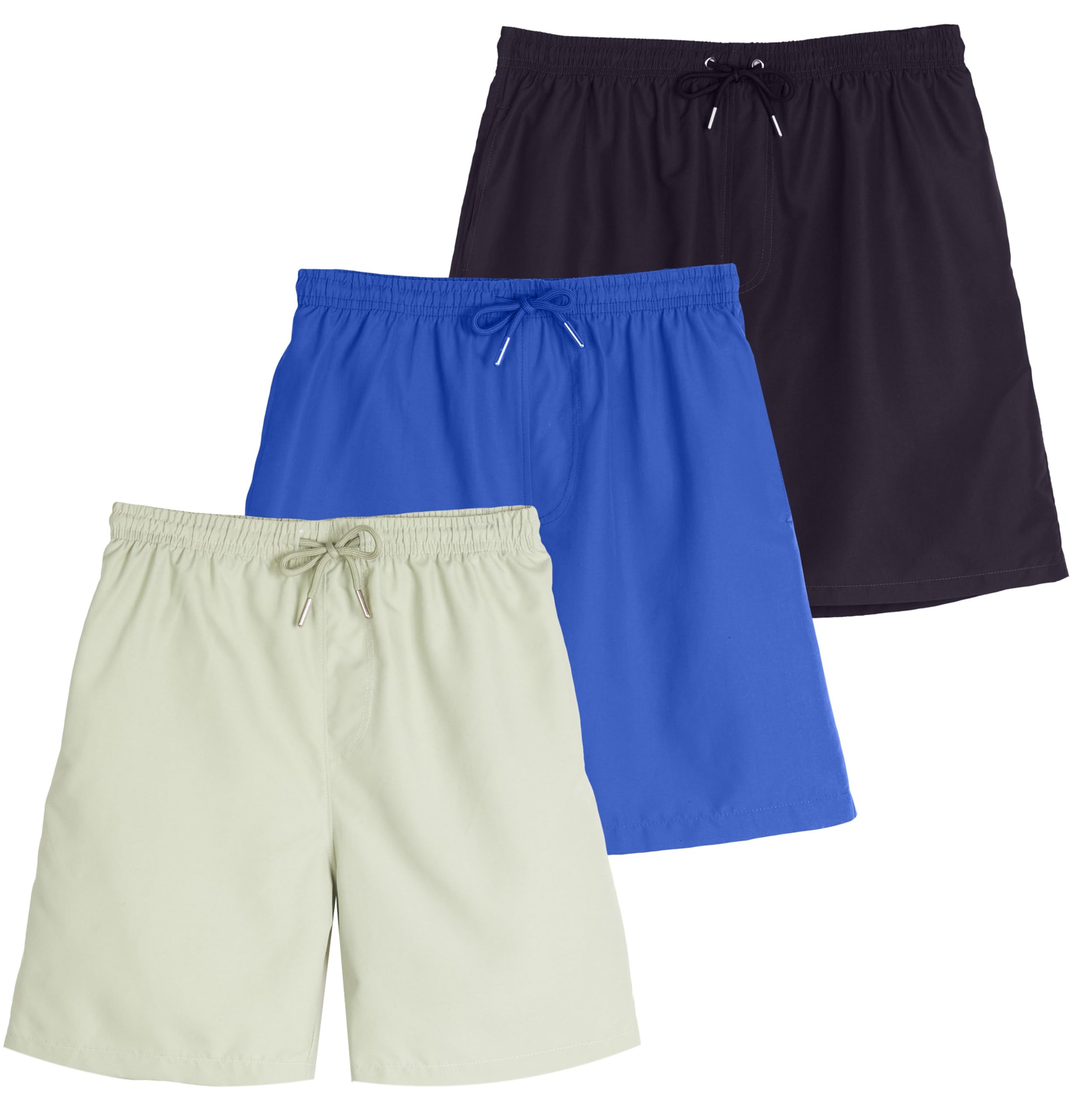 Real Essentials 3-Pack: Boys Swim Suit Board Shorts Kids Trunks Drawstring Short Beach Swimwear Boy Surf Summer Swimming Swimsuit Bathing Youth Little Quick Dry Pool Liner - Set 3, L (10/12)