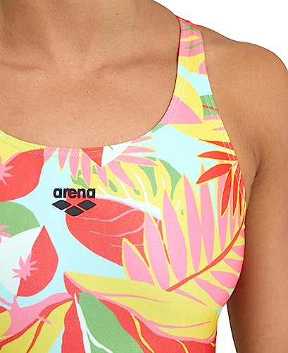 Arena Performance Tropic Women's Swimsuit Control Pro Back One Piece MaxLife Training Suit, Fluo Red/Multi, US Size 42