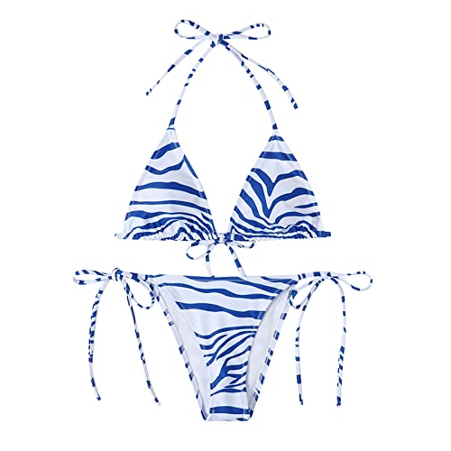 HSSDH Women's Ribbed Triangle Thong Bikini Set Sexy Two Piece Swimsuit Bathing Suit #aal221216- *321-stocking Stuffers for Adults