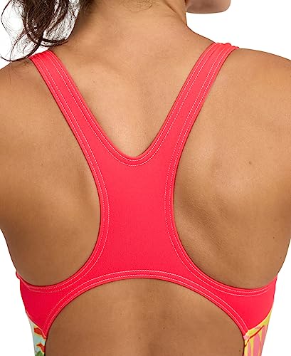 Arena Performance Tropic Women's Swimsuit Control Pro Back One Piece MaxLife Training Suit, Fluo Red/Multi, US Size 42