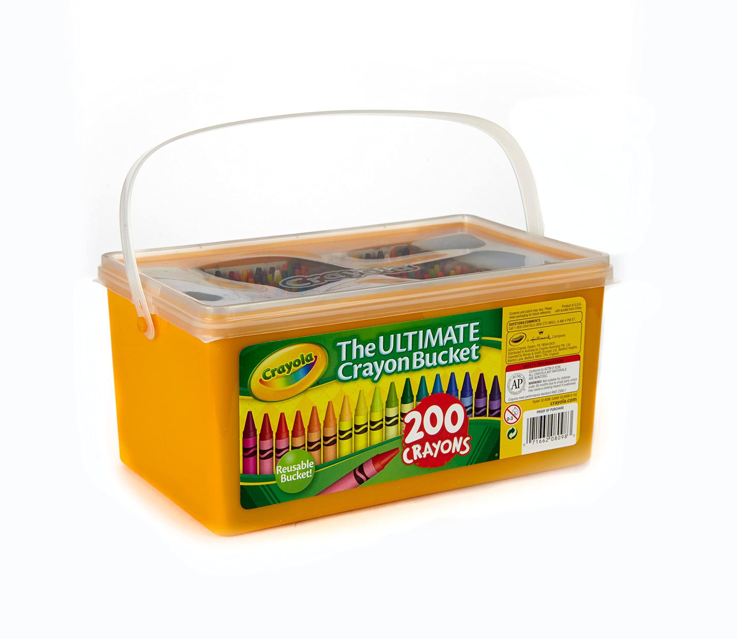 Crayola Ultimate Crayon Bucket, 200 Crayons, Duplicates of Favorite Colors, Gift for Kids