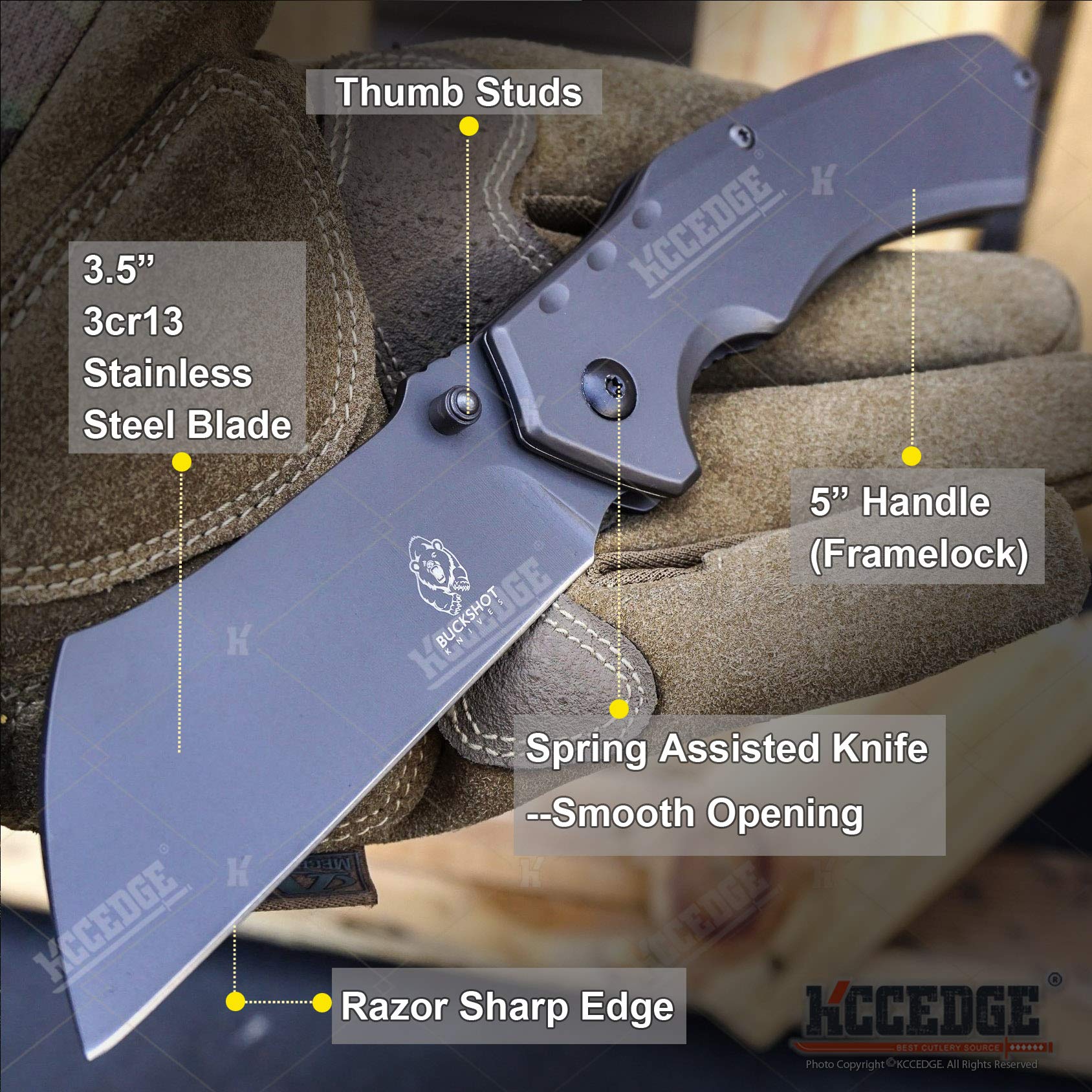 EDC Pocket Knife Camping Accessories Razor Sharp Edge Cleaver Blade Folding Knife Camping Gear Survival Kit 57598 (Wood)
