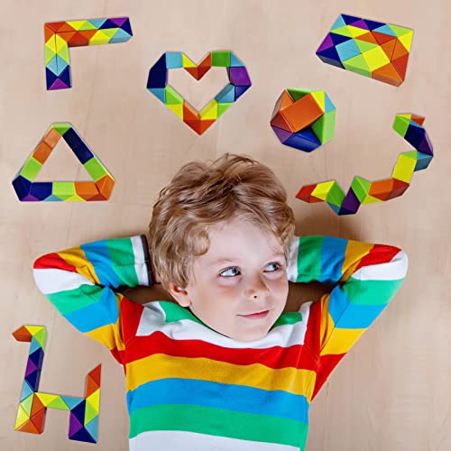 10PCS Large Size Rainbow Snake Cube Magic Sensory Fidget Toys Collection Brain Teaser Stocking Stuffers Party Favors Goodie Bags Stuffers and Classroom Prizes Halloween for Kids…