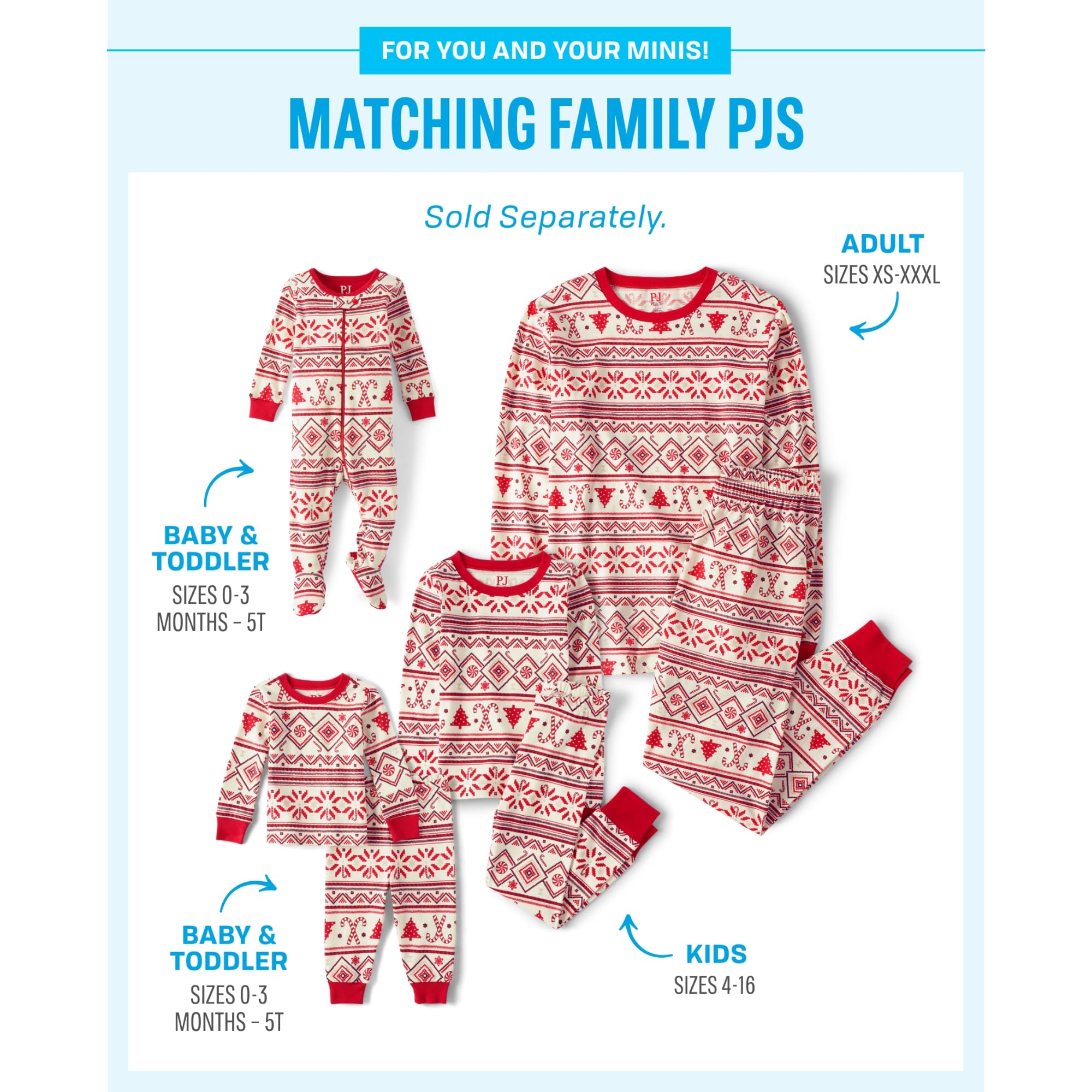 The Children's Place,GROUP 1 - Family Matching, Christmas Pajama Sets, Cotton,7