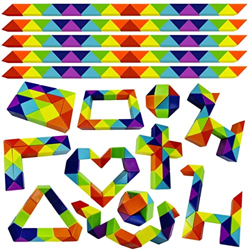 10PCS Large Size Rainbow Snake Cube Magic Sensory Fidget Toys Collection Brain Teaser Stocking Stuffers Party Favors Goodie Bags Stuffers and Classroom Prizes Halloween for Kids…