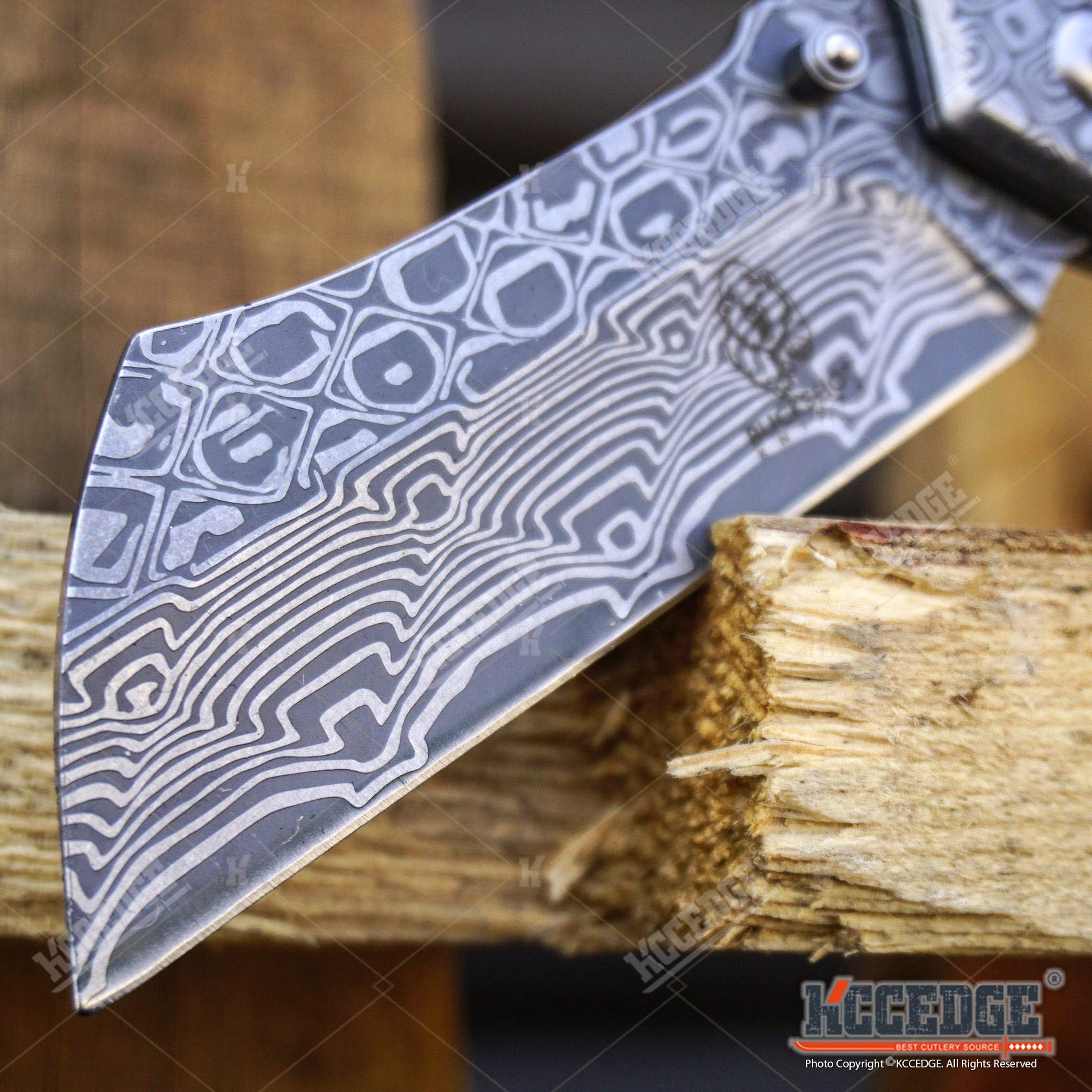 EDC Pocket Knife Camping Accessories Razor Sharp Edge Cleaver Blade Folding Knife Camping Gear Survival Kit 57598 (Wood)