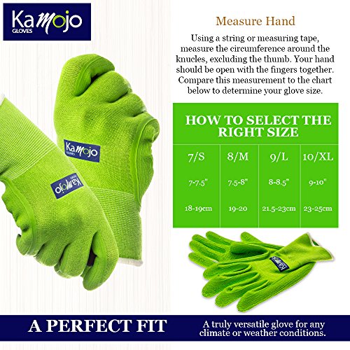 Kamojo Bamboo Gardening Gloves for Women & Men (2 pairs pack) Breathable Durable Textured Grip Garden & Work Gloves (Small)