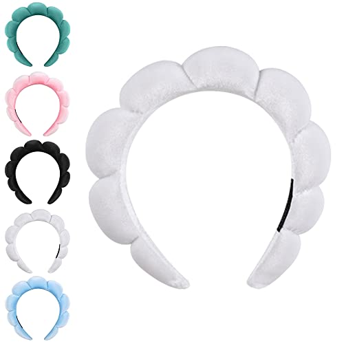 IGIGRING Spa Headband for Women, Sponge Spa Headband for Washing Face, Skincare Headbands for Face Washing, Makeup Removal, Shower, Skincare, Terry Towel Cloth Fabric Head Band (White)