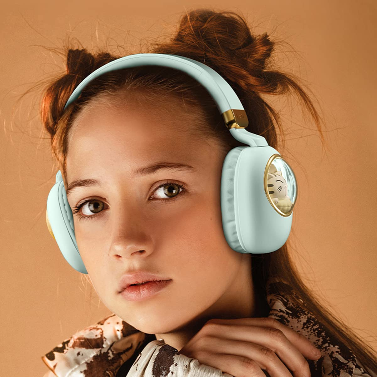 Girls Green Gaming Headset with Microphone - Wired & Wireless Noise Cancelling Over Ear Headphones for Kids & School - Bluetooth Earbuds