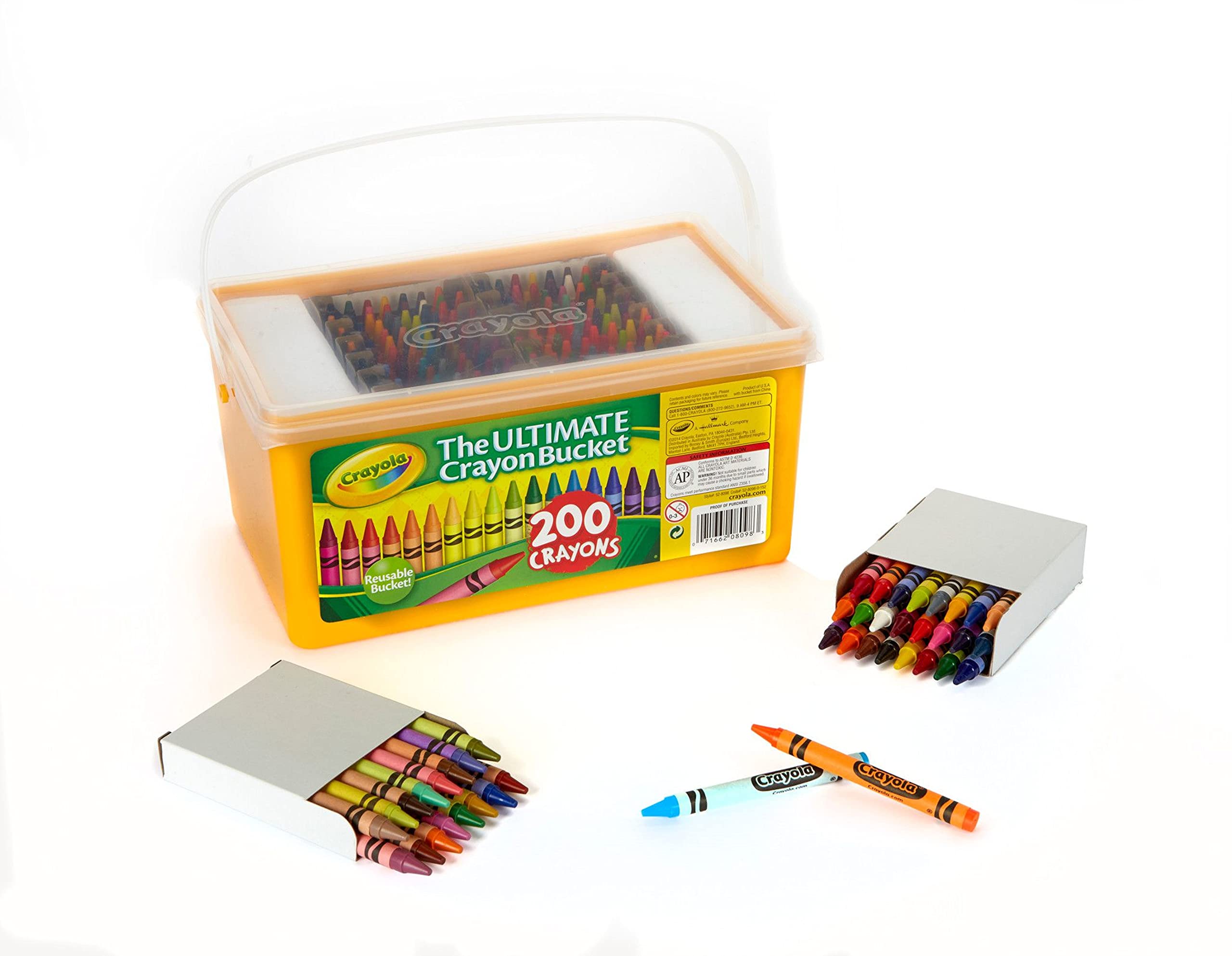 Crayola Ultimate Crayon Bucket, 200 Crayons, Duplicates of Favorite Colors, Gift for Kids