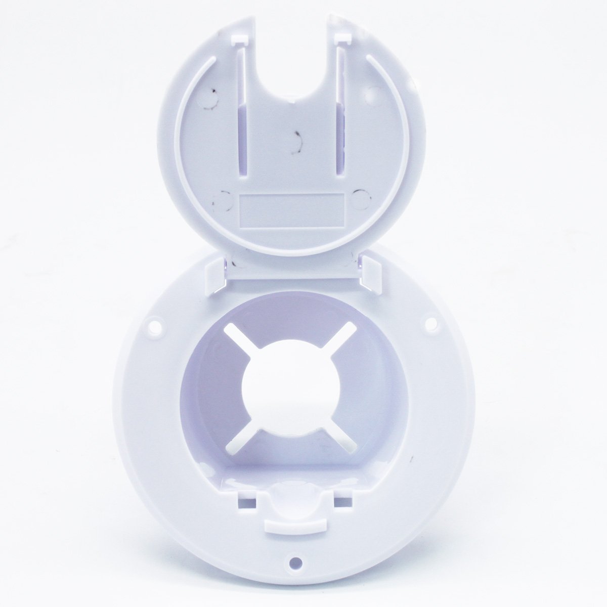 X-Haibei RV Trailer Camper Electric Power Cord Cable Hatch Round Fits 2-3/4 inches Dia. Hole Flip Up Cover (White)