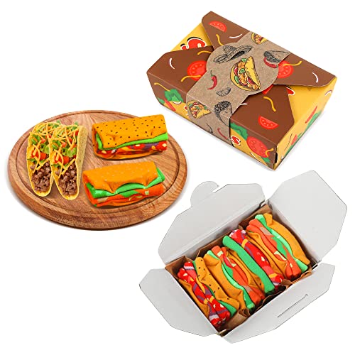 AGRIMONY Funny Taco Socks Box - Funny Gifts for Men Women Teen Boys - Tacos Fun Novelty Funky Crazy Silly Cool Cute Food Socks-Valentines Day Birthday Taco Gifts Stocking Stuffers(M,2 pairs)