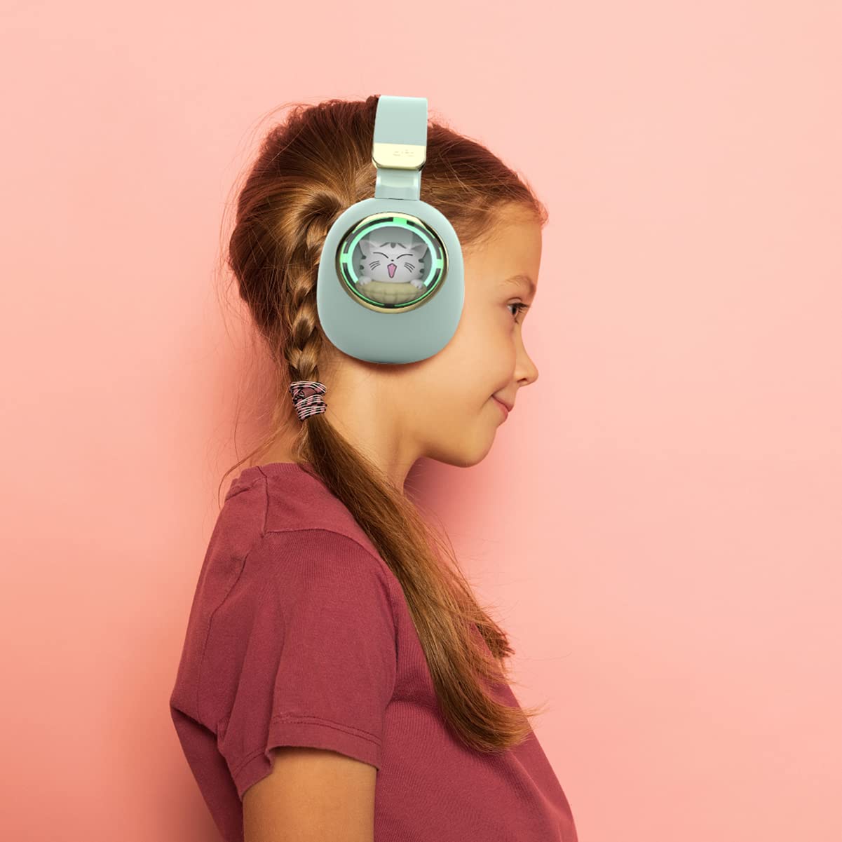 Girls Green Gaming Headset with Microphone - Wired & Wireless Noise Cancelling Over Ear Headphones for Kids & School - Bluetooth Earbuds