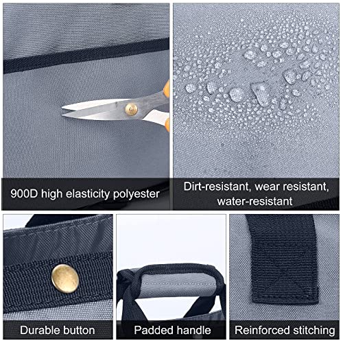 Housolution Garden Tote Bag, 900D Gardening Tool Bag, Garden Tote Storage Bag with Pockets & Long Adjustable Shoulder Strap, Home Tools Organizer Garden Tool Kit Holder, Standable, 14 Inch, Gray