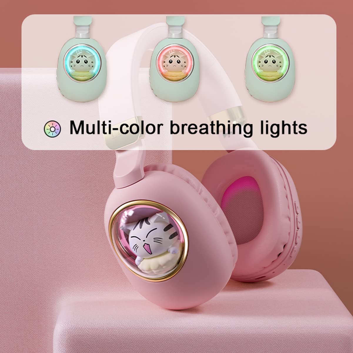 Girls Green Gaming Headset with Microphone - Wired & Wireless Noise Cancelling Over Ear Headphones for Kids & School - Bluetooth Earbuds