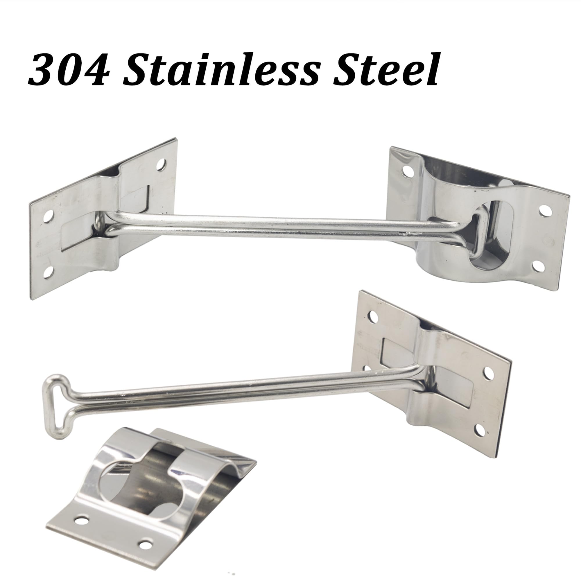 X-Haibei 2 Set 6 Inches RV T Style Entry Door Latch Catch Holder Stainless Steel for Camper Trailer Cargo