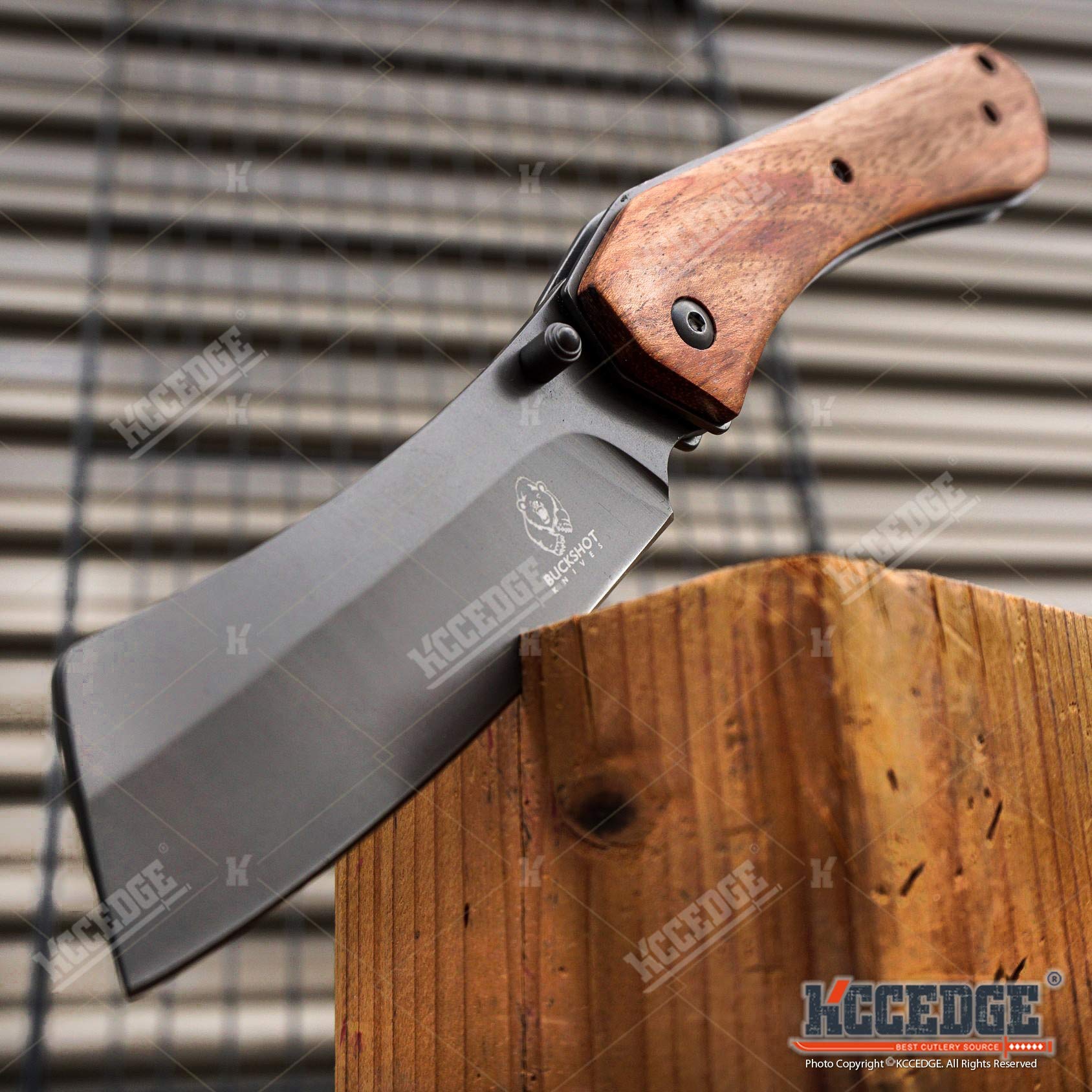 KCCEDGE BEST CUTLERY SOURCE EDC Pocket Knife Camping Accessories Razor Sharp Edge Cleaver Blade Folding Knife for Camping Gear Survival Kit 58649 (Wood Brown)