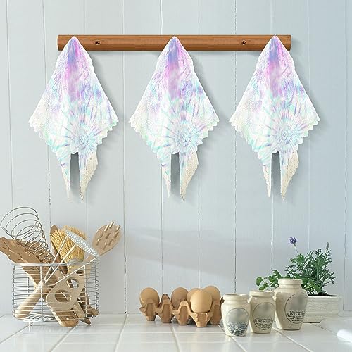 FRODOTGV Colourful Tie Dye Wheel Print Microfiber Cleaning Cloths Holiday Hawaiian Tea Towels Terry Dish Cloths for Kitchen Kitchen Hand Towels Cute