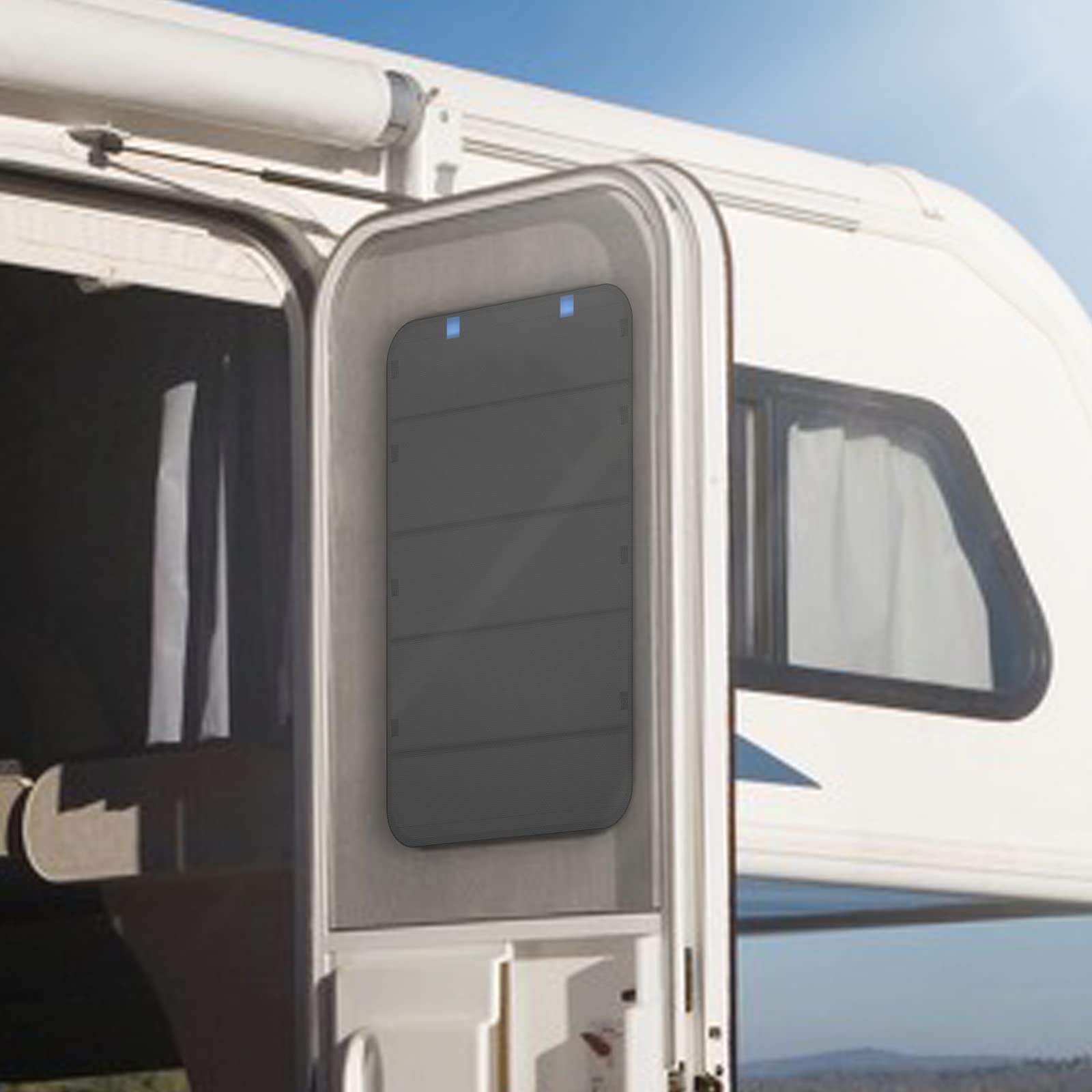 CoukouCover RV Door Window Curtains, Heavy Duty Waterproof Oxford Fabric 25 x 16 Inch Foldable RV Blackout Window Cover, Camper Door Window Cover (Black)