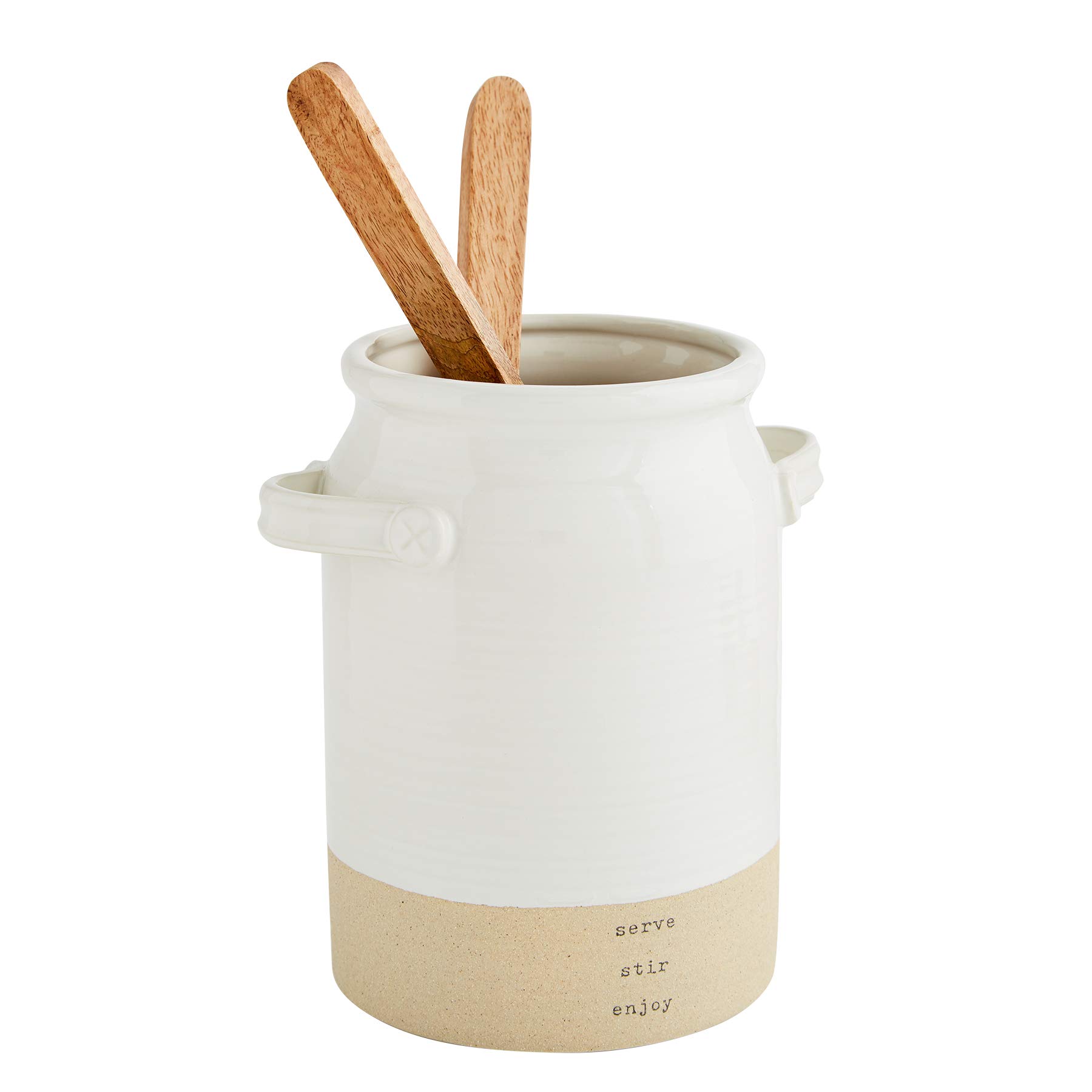 Mud Pie Utensil Holder, 7" x 5" dia, White Glazed/Stoneware
