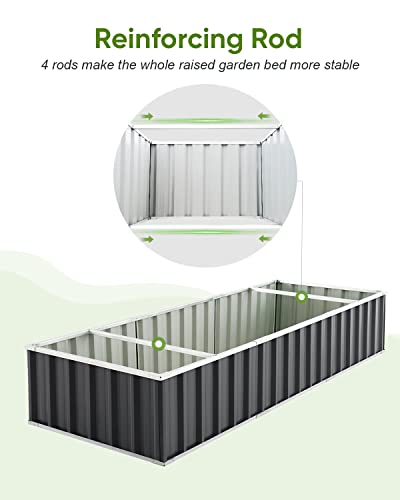 KING BIRD 101"x 36"x 18" Galvanized Raised Garden Bed 2 Installation Methods for DIY Outdoor Heightened Steel Metal Planter Kit Box for Deep-Rooted Vegetables, Flowers, Large Raised Bed Kit(Dark Grey)
