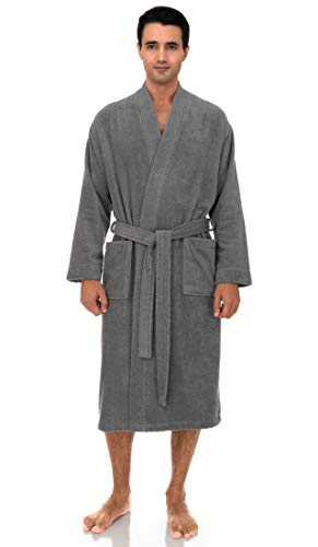 TowelSelections Mens Robe, 100% Cotton Terry Cloth Bathrobe, Spa Bath Robes for Men Large/X-Large Alloy