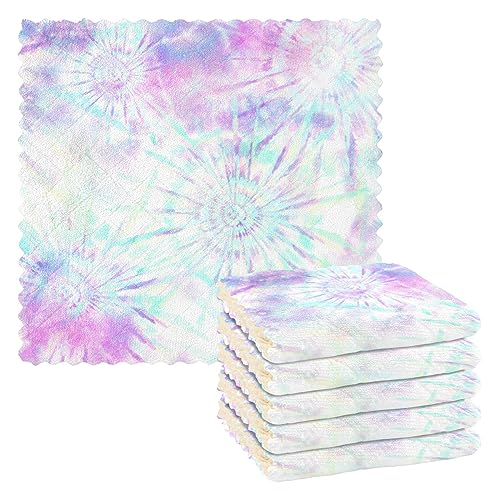 FRODOTGV Colourful Tie Dye Wheel Print Microfiber Cleaning Cloths Holiday Hawaiian Tea Towels Terry Dish Cloths for Kitchen Kitchen Hand Towels Cute
