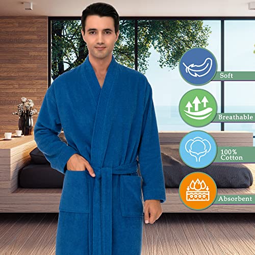 TowelSelections Mens Robe, 100% Cotton Terry Cloth Bathrobe, Spa Bath Robes for Men Large/X-Large Alloy