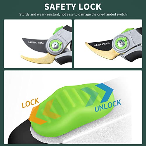 Pruning Shears, VESKYAO Pruning Shears for Gardening, Heavy Duty Garden Shears, Professional Handheld Garden Bypass Pruning Shears, Stainless Steel Sharp Pruner Secateurs with Adjustable Thumb Lock