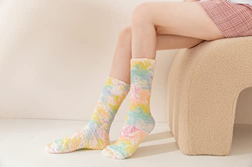 Gilbins Womens Soft Fuzzy Sock, Holiday Christmas Slipper Socks, holiday stocking stuffers, Snowflake Fuzzy Socks, 6 Pack, Size 9-11