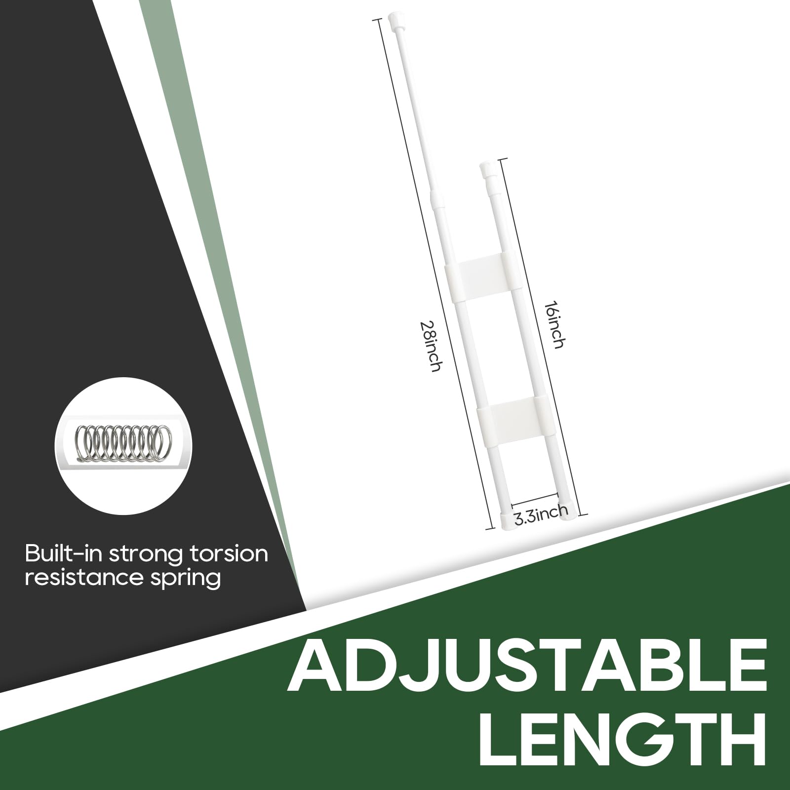 RVGUARD Double RV Refrigerator Bar Adjustable Fridge Tension Rod Holds Food and Drinks in Place Extends Between 16" and 28" for Camper Refrigerator, Kitchen, Cupboard, Bookshelf(2Sets)
