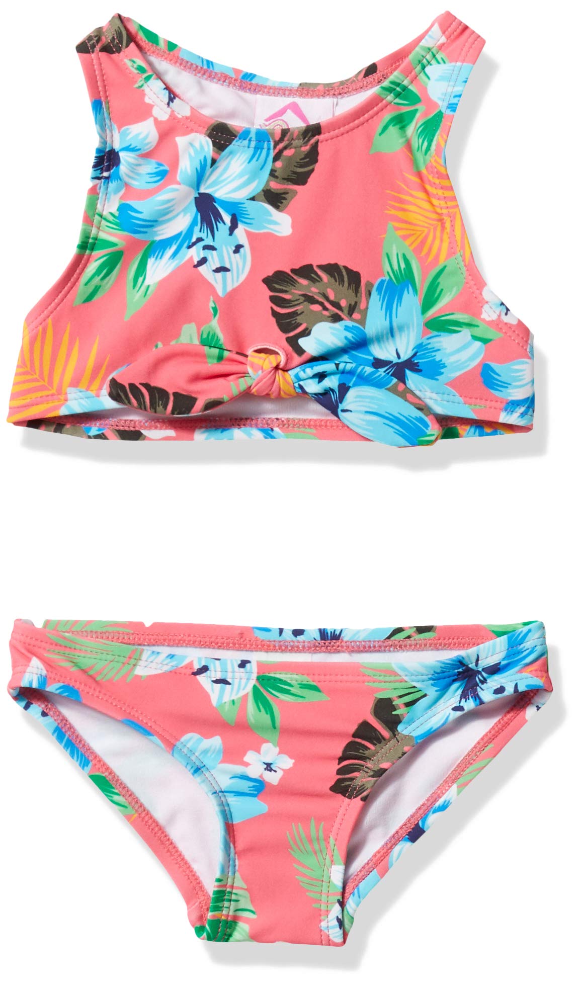Kanu Surf Girls' Addie UPF 50+ Beach Sport Racer Bikini 2-Piece Swimsuit, Peggy Coral, 3T