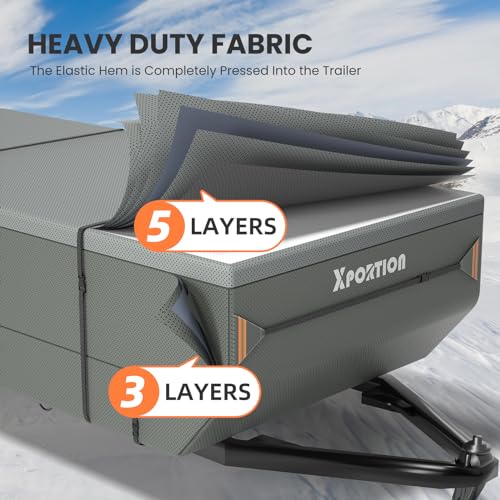 XPORTION Pop Up Trailer Cover,100% Waterproof Folding Trailer Cover 900D Throughout Pop up Camper RV Cover with 7 PCS Reinforced Windproof Straps,Fit14'-16'