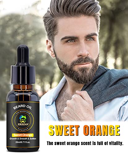 Beard Oil 5 Pack w/Unscented,Cedarwood,Sandalwood,Vanilla,Orange,Christmas Stocking Stuffers Fathers Valentines Day Gifts for Men Him Dad Boyfriend Husband,Beard Growth,Soften,Moisturizing,Strength