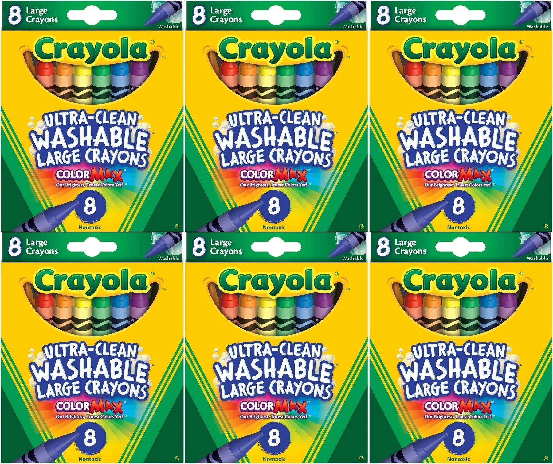 Crayola Kid's First Large Washable Crayons, 8 Count (Pack of 6)
