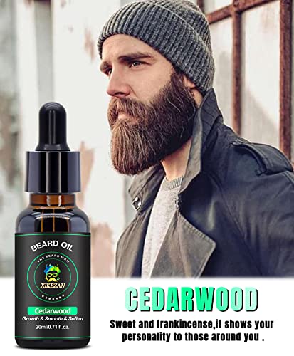 Beard Oil 5 Pack w/Unscented,Cedarwood,Sandalwood,Vanilla,Orange,Christmas Stocking Stuffers Fathers Valentines Day Gifts for Men Him Dad Boyfriend Husband,Beard Growth,Soften,Moisturizing,Strength