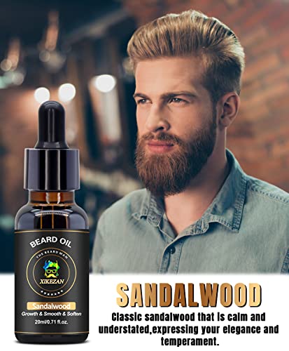 Beard Oil 5 Pack w/Unscented,Cedarwood,Sandalwood,Vanilla,Orange,Christmas Stocking Stuffers Fathers Valentines Day Gifts for Men Him Dad Boyfriend Husband,Beard Growth,Soften,Moisturizing,Strength