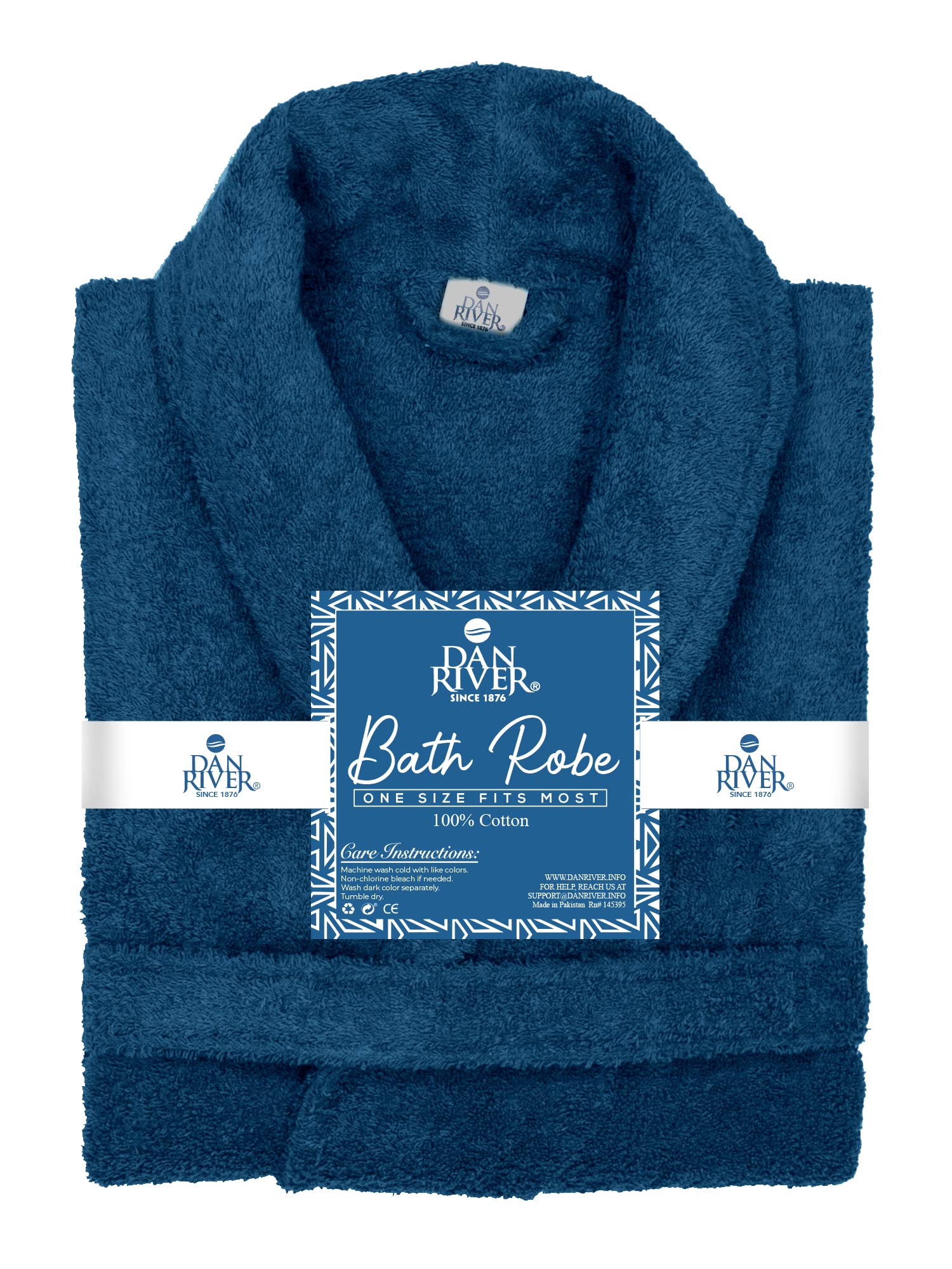 DAN RIVER Premium Cotton Terry Robes for Women and Men, Ultra Soft bathrobe with Adjustable Waist Belt and Pockets Pack of 1