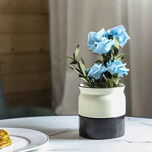 Ceramic Utensil Holder Double Layer kitchen Utensil Holder for Countertop with Drainage Holes Utensil Crock for Farmhouse Kitchen Decor. (0.68)