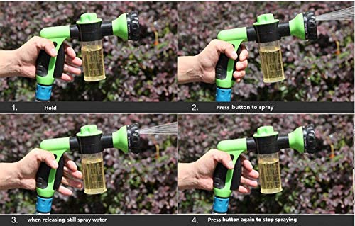 Hjkiopc Garden Hose Nozzle Adjustable Hose Spray Nozzle High Pressure 8 Watering Pattern with 3.5Oz Soap Sprayer Power Garden Water Hose Foam Nozzle Sprayer for Car Washing Pet Shower