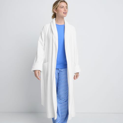 Lands' End Women's Long Sleeve Cotton Spa Bath Robe White Plus 3x