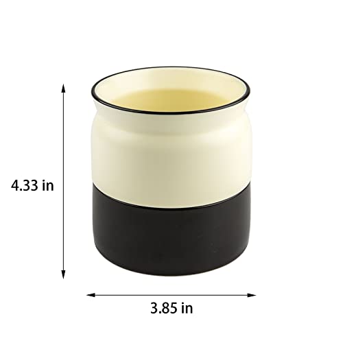 Ceramic Utensil Holder Double Layer kitchen Utensil Holder for Countertop with Drainage Holes Utensil Crock for Farmhouse Kitchen Decor. (0.68)