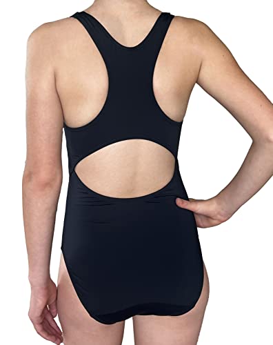 Looking Glass Clothing Company Leakproof One Piece Swimsuit for Girls/Tweens/Teens, Black, Large