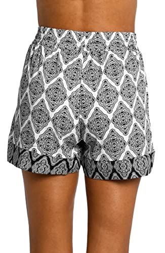 La Blanca Womens Beach Short Swimsuit Cover Up Swim Trunks, Black/White//Oasis Tile, Medium US