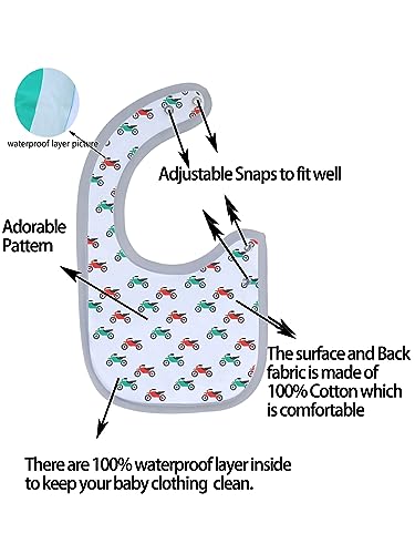 Maiwa 6 Pack Waterproof Cotton Baby Bibs with Snaps for baby boys girls teething drooling and feeding