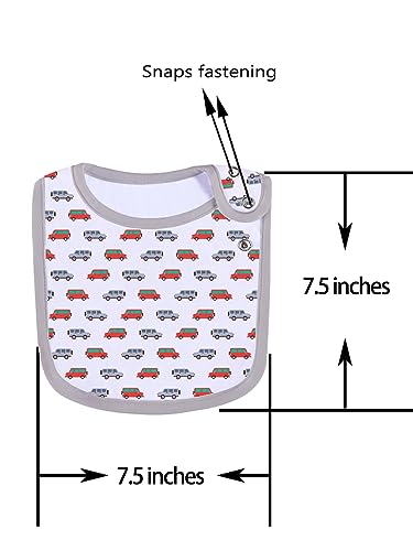 Maiwa 6 Pack Waterproof Cotton Baby Bibs with Snaps for baby boys girls teething drooling and feeding
