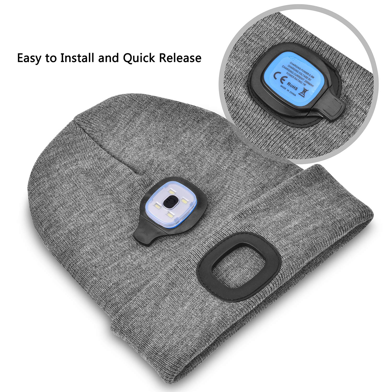 Etsfmoa Unisex Beanie with The Light Gifts for Men Dad Father USB Rechargeable Caps Olive Green